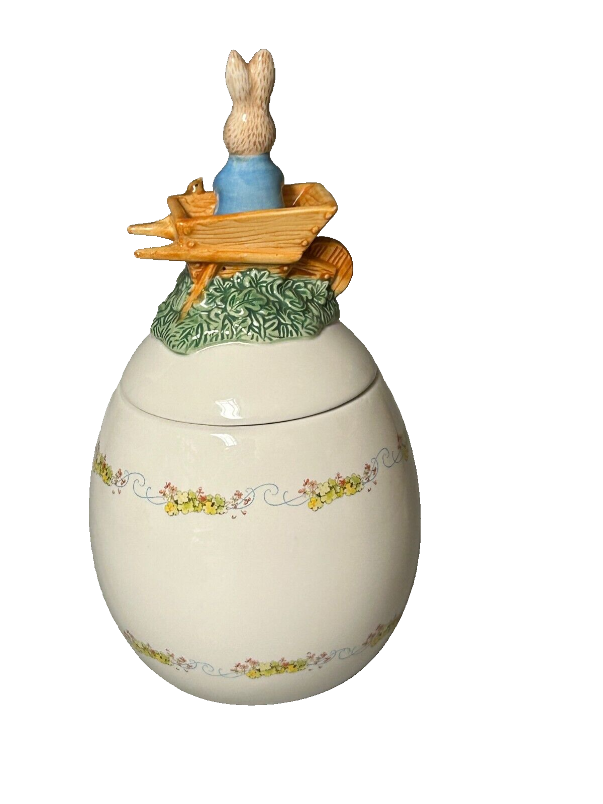 2003 Peter Rabbit Ceramic Egg Shaped Jar Teleflora Beatrix Potter ...