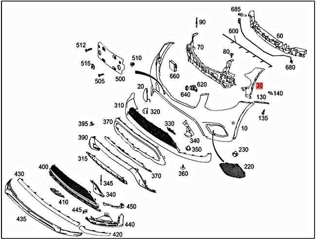 2016-2017 MERCEDES Glc300 Front Right Bumper Guide Cover 2538850865 OEM ...