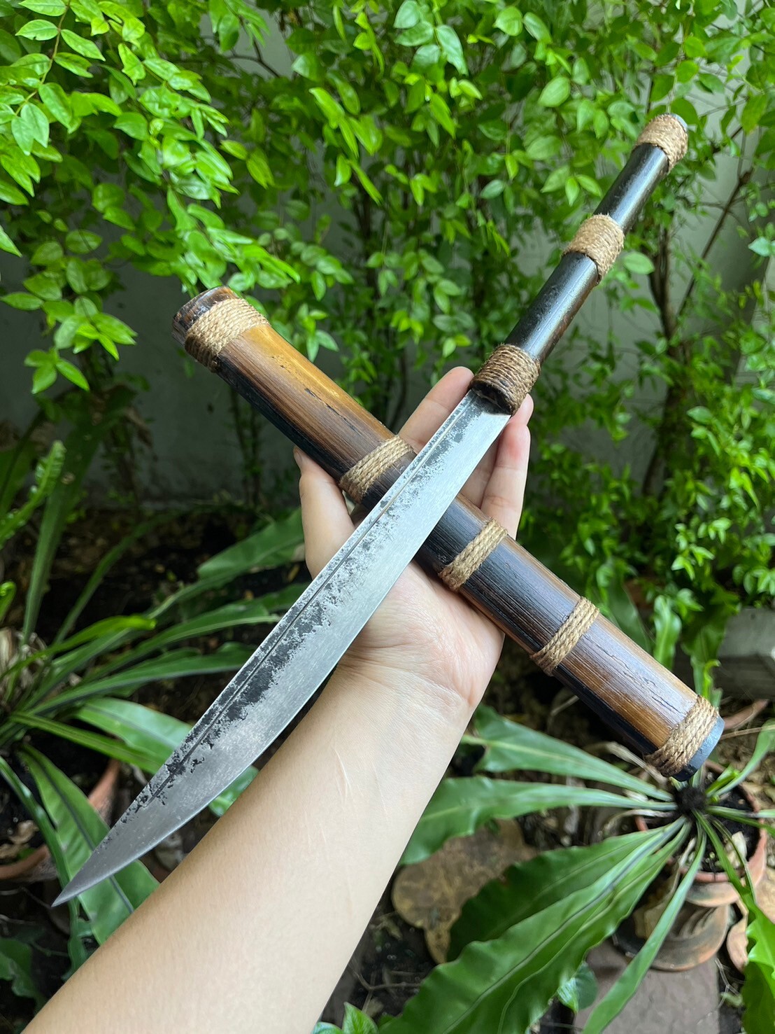 Handmade Thai short sword machete knife 10.5” Plow disc forged steel ...