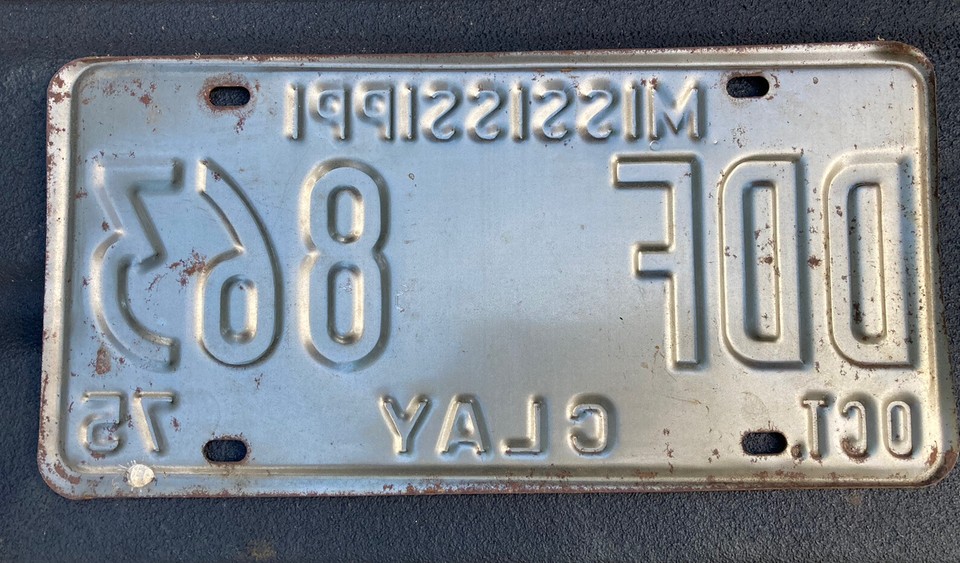 Vintage 1975 CLAY COUNTY - MISSISSIPPI West Point, MS license plate car ...