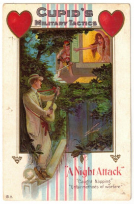 1916 Embossed Valentine Postcard: Cupid's Military Tactics - RARE ...