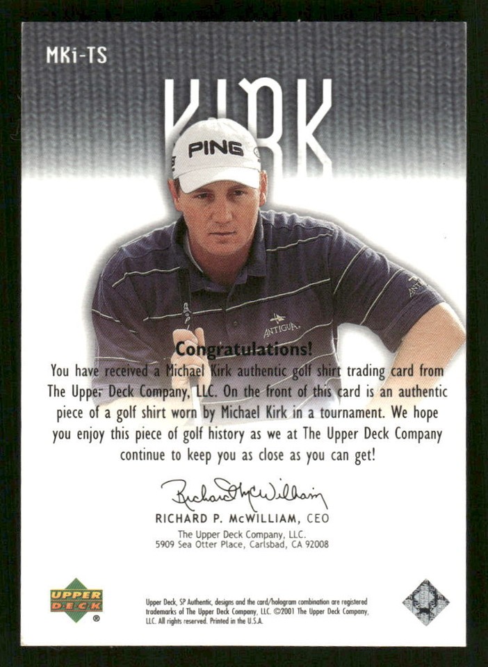 2001 SP Authentic Michael Kirk Tour Swatch MEM #MKi-TS Card | eBay