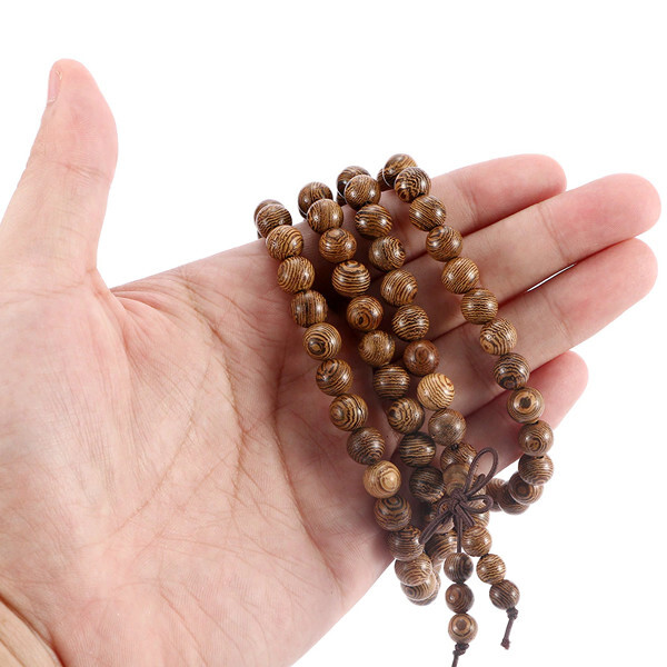 Buddhist Tibetan Mala Necklace Brown Balls Wood Rosary Prayer 108 G. Ty ...