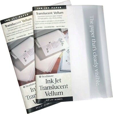 2 PACKS Strathmore 59-803 Translucent Vellum Inkjet Paper, 8.5"x11", 40 ...