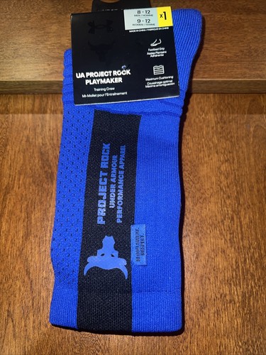 UA Project Rock Playmaker Crew Socks, 1-Pair - Blue - Large | eBay
