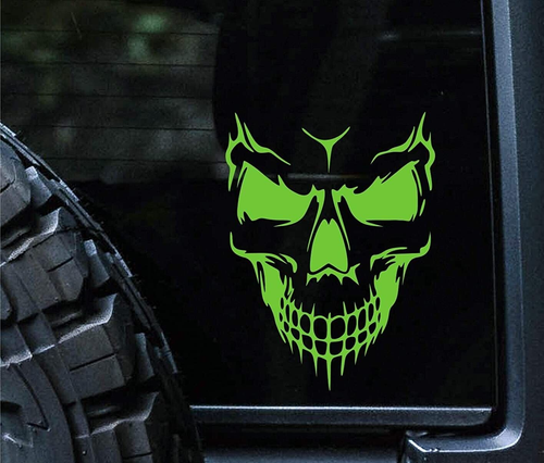 Skull Face Two Pack 6" Green Vinyl Decal Car Truck Window Laptop ...