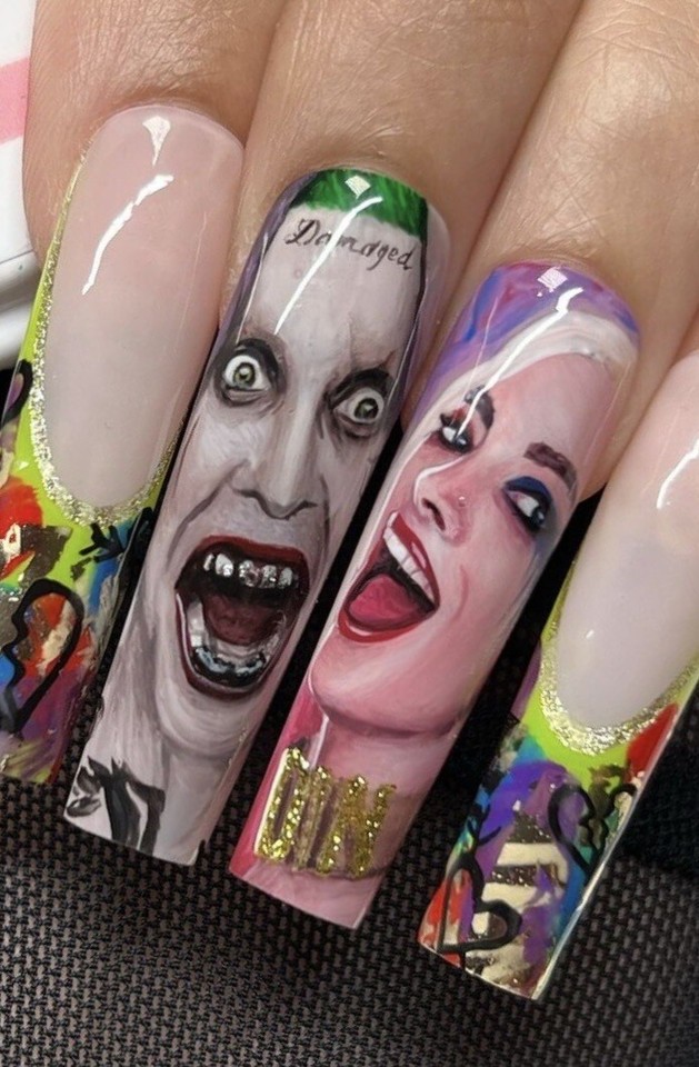 Joker Harley Quinn Psychedelic Halloween Nail Art decals Waterslide ...