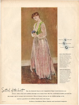 1944 DeBeers PRINT AD Diamond "MAUDE" Franklin Watkins Artist Great ...