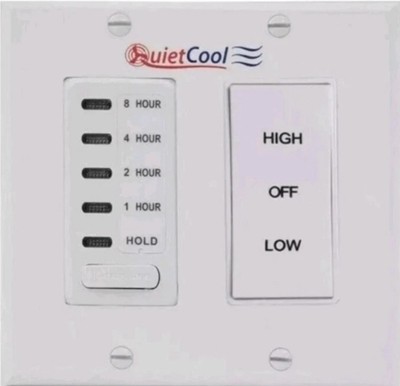 QuietCool Combo Two Speed Control Switch & 8 Hour countdown timer w/ 2 ...