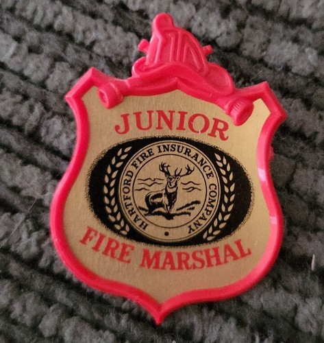 1965 Vintage Hartford Insurance Junior Fire Marshal Red Badge Pin | eBay