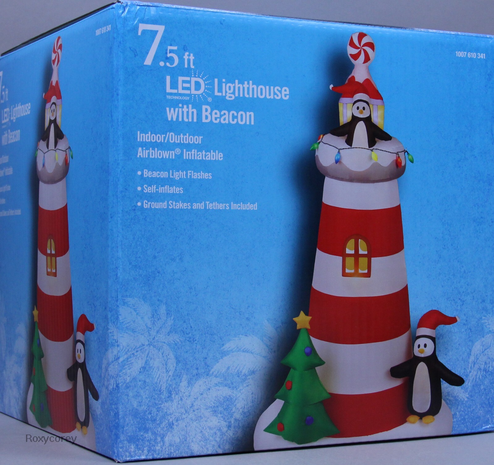 Gemmy 7.5 ft Lighthouse with Beacon Penguins Christmas Airblown ...