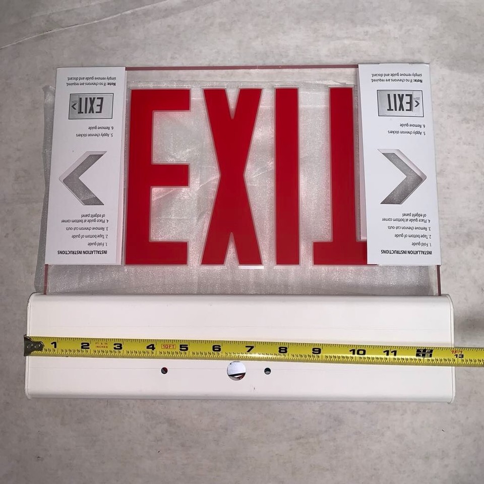 Lithonia EDG-W-1-REL Universal Mount LED Edge-Lit Exit Sign Single Face ...