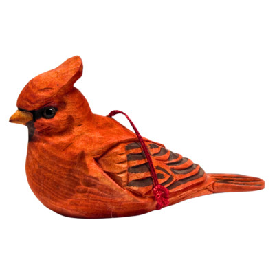 Hand-Carved Folk Art Wooden Red Cardinal Bird Ornament | eBay