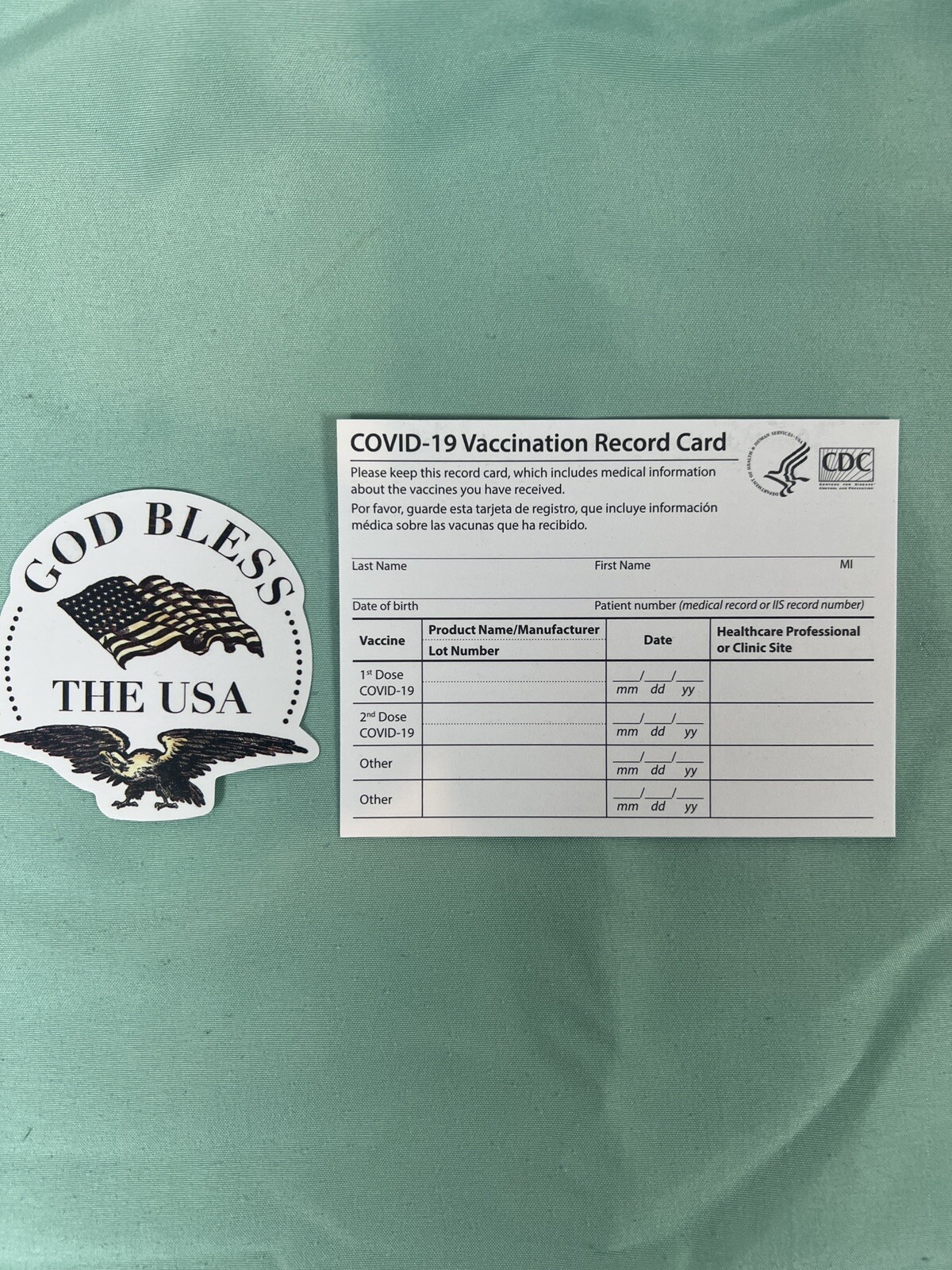 2 Pcs CDC COVID 19 Vaccination Blank Card Collector Use FREE SHIP WITH ...