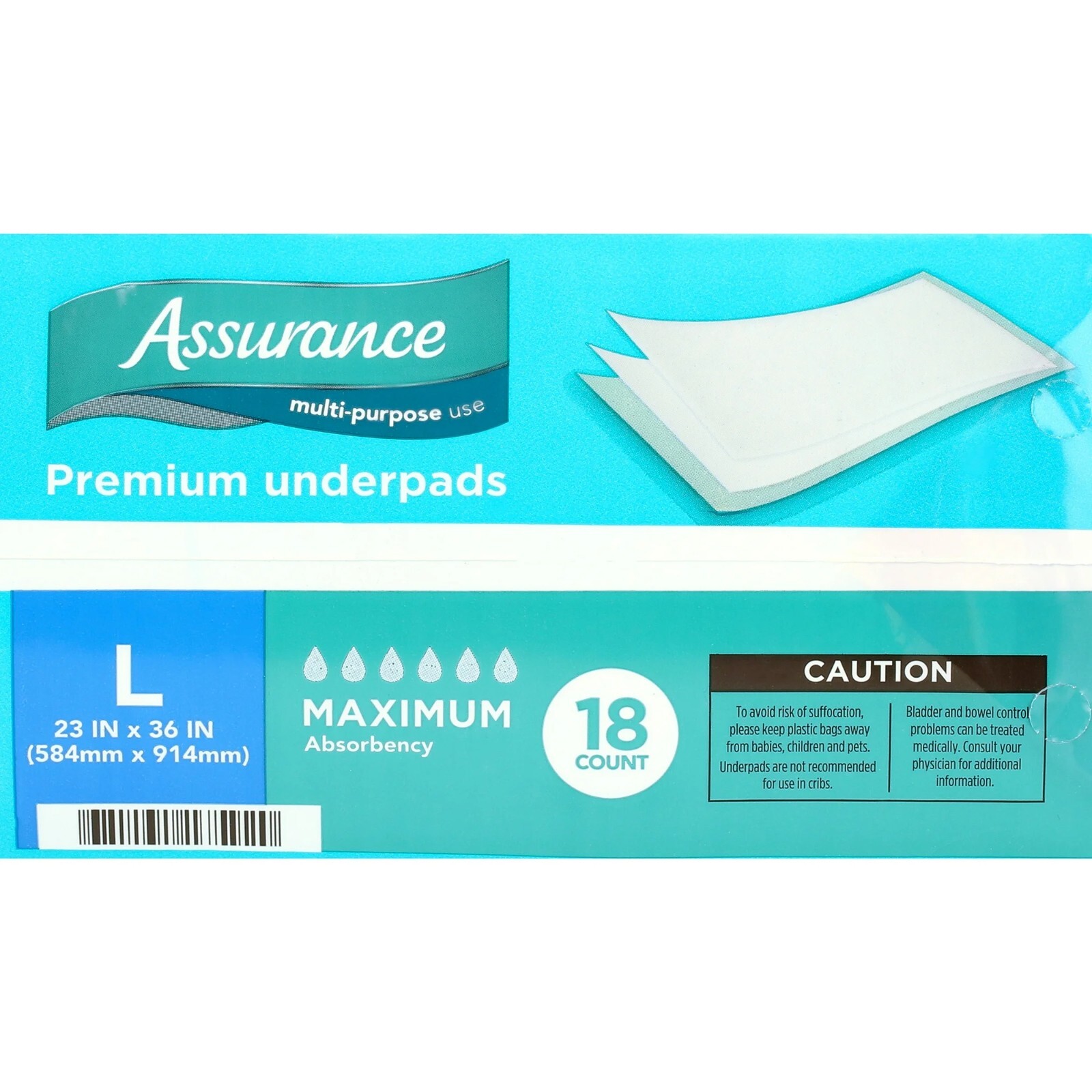 (6 pack) Assurance Maximum Absorbency Unisex Premium Underpad, L, 18 ...