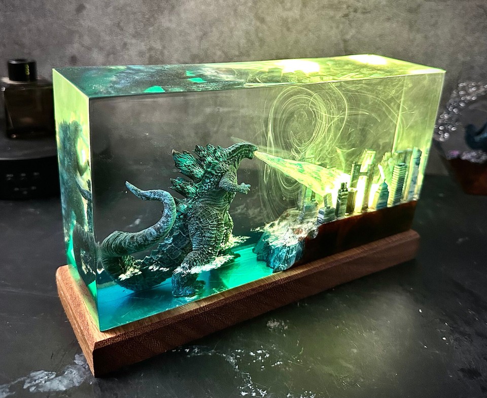 Godzilla Monster resin lamp, diorama resin epoxy lamp | eBay