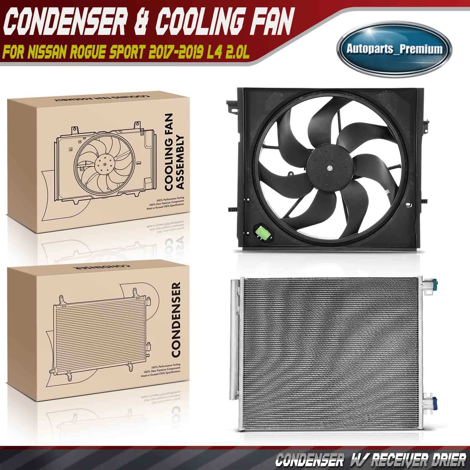 AC Condenser & Cooling Fan Assembly Kit for Nissan Rogue Sport 2017 ...