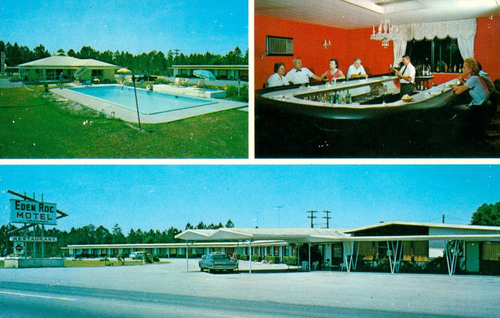 Postcard Eden Roc Motel Jesup Georgia GA Restaurant Multiview A205 | eBay
