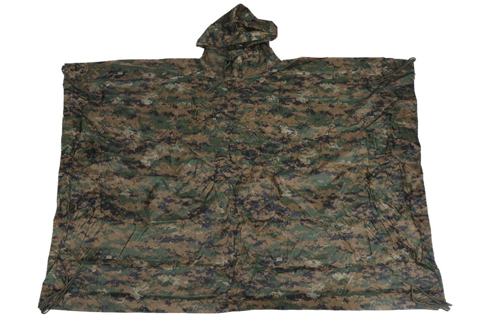 Mil-Tec Woodland MARPAT Rain Poncho Marine Corp USMC Type Waterproof ...
