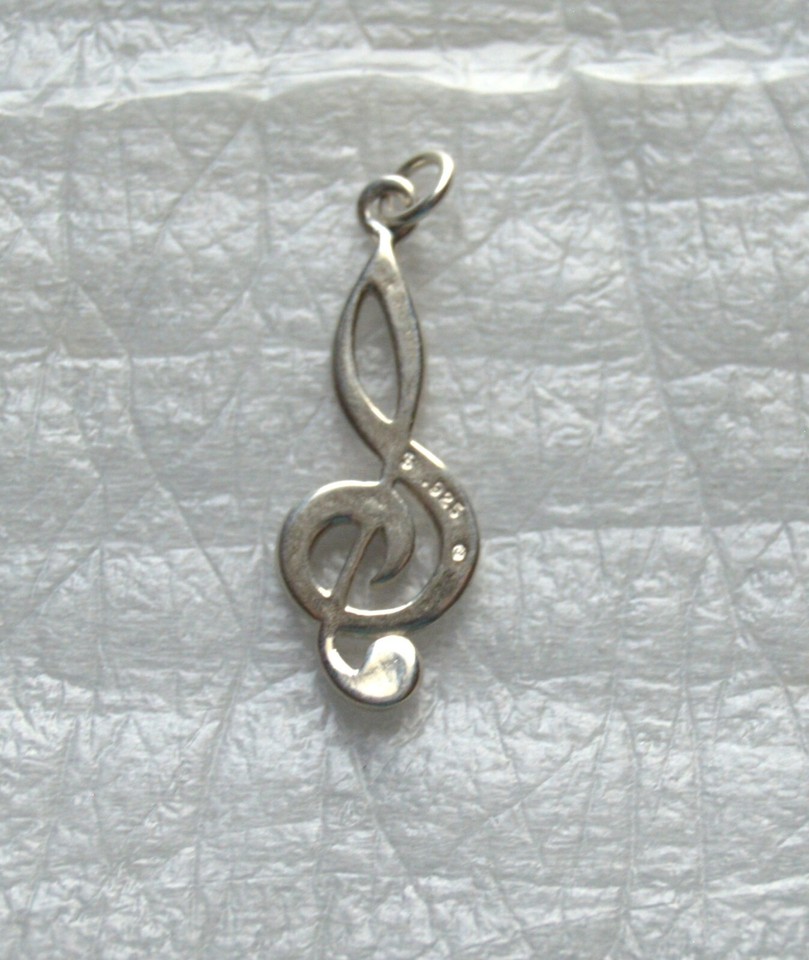 Sterling Silver .925 Treble Clef Pendant Charm Music New Jewelry ...