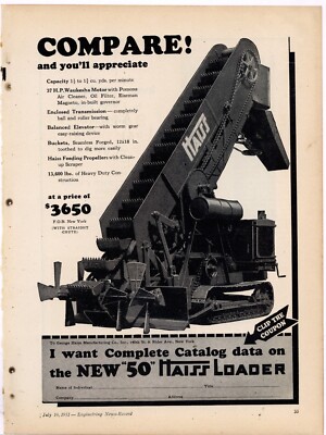 1931 George Haiss Mfg. Co. Ad: Model 50 Haiss Loader Pic w/ Specs ...