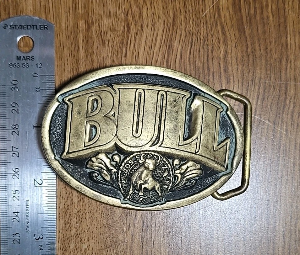 Vintage Brass BULL Belt Buckle By Schlitz Brewing Company | eBay