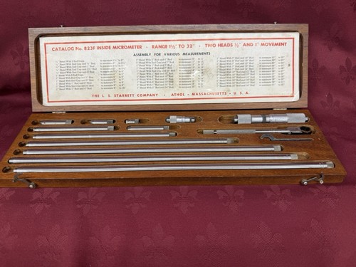 STARRETT 823F INSIDE MICROMETER SET 1.5” TO 32” INCH TWO HEADS COMPLETE & NICE | eBay