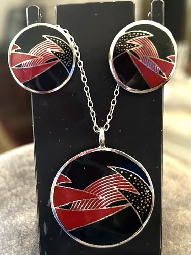 Gorgeous Sterling MMA Art Deco Design Pendant W Matching Earrings ...