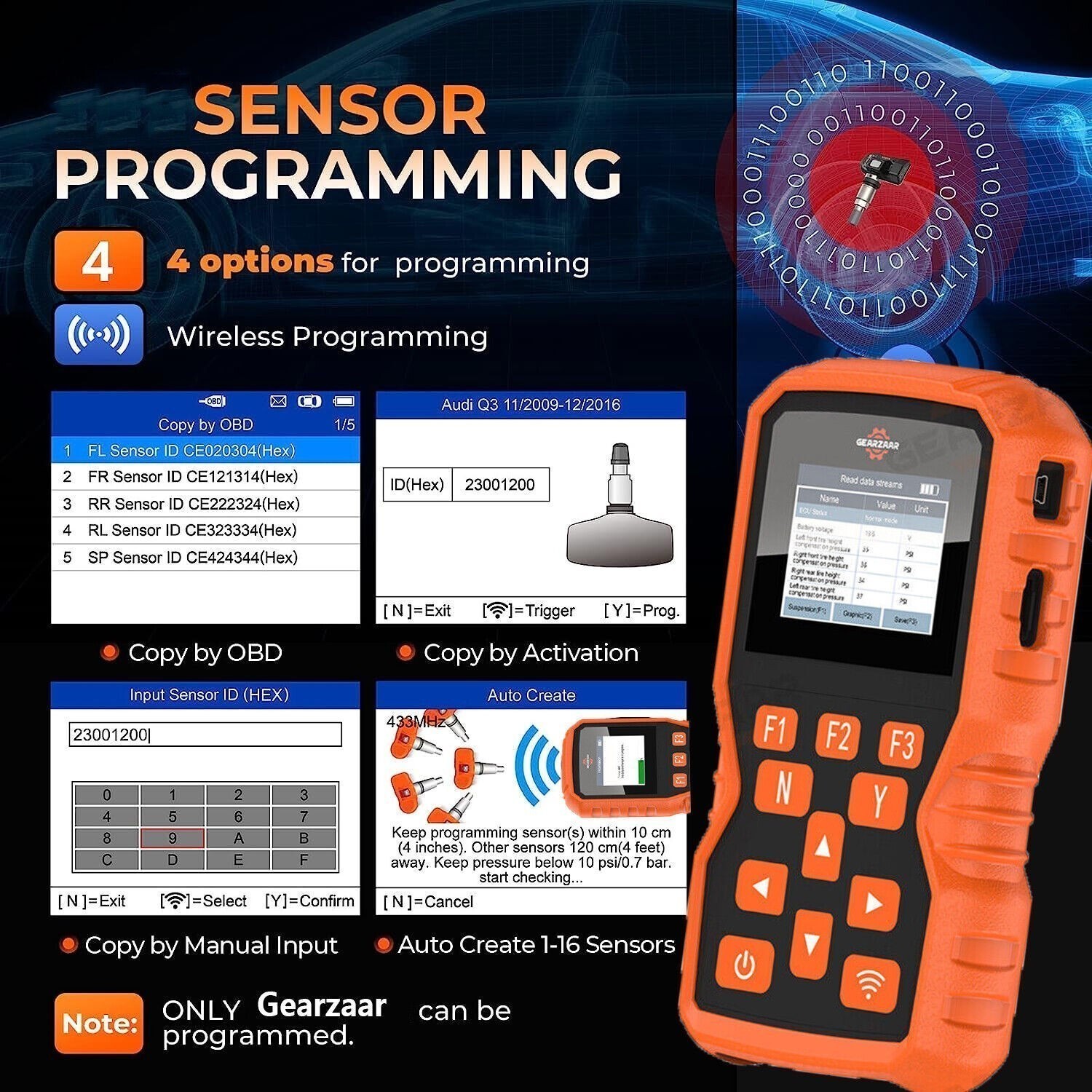 4 TPMS +OBDII TPMS Programmer Tires Sensors Activate Programming ...