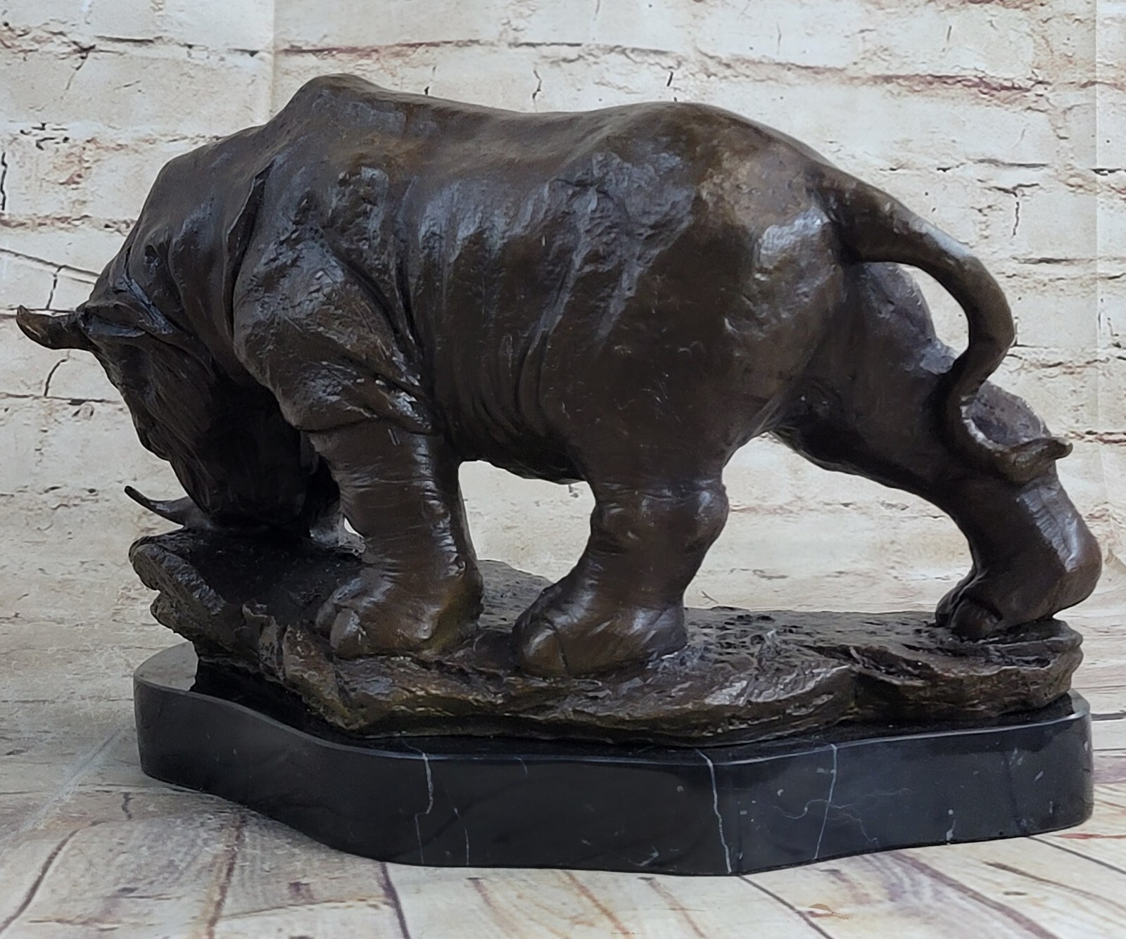 INCREDIBLY DETAILED RHINOCEROS BRONZE / BLACK RHINO ART HOT CAST ...