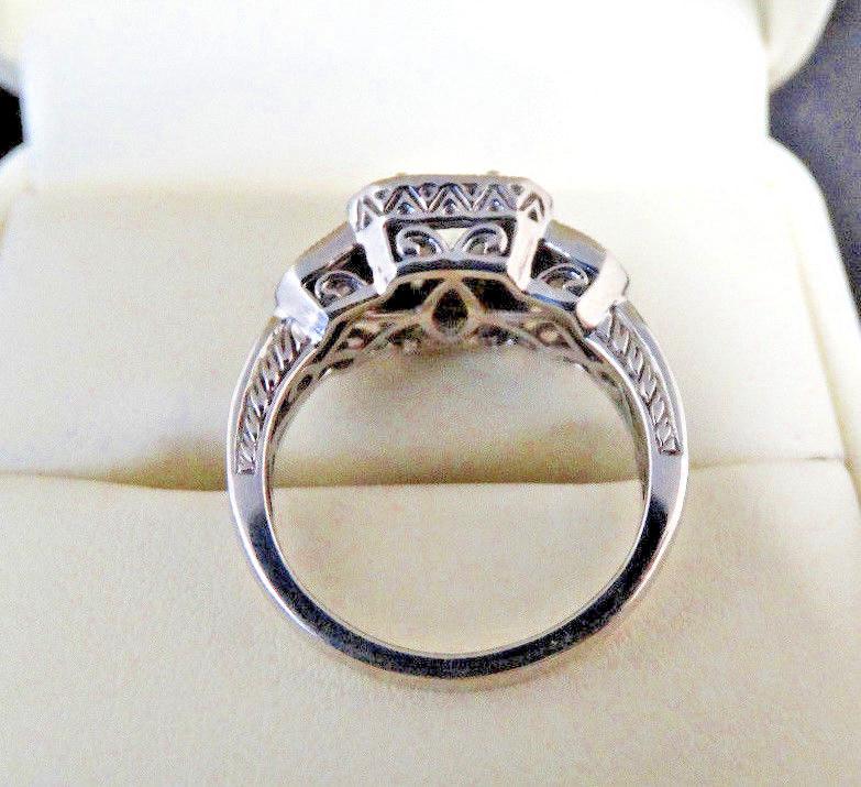 Jared Princess Cut Diamond 3 Stone Halo 14k White Gold Engagement Ring ...