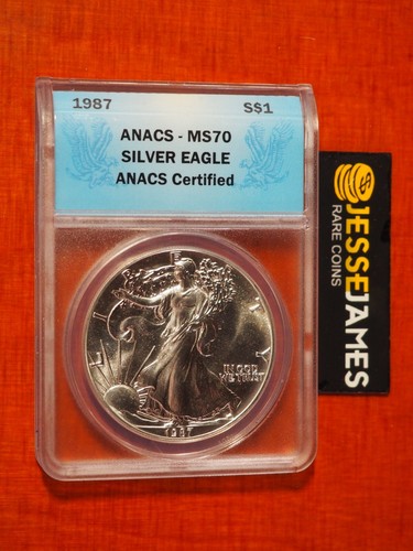 1987 $1 AMERICAN SILVER EAGLE ANACS MS70 BLUE LABEL | eBay