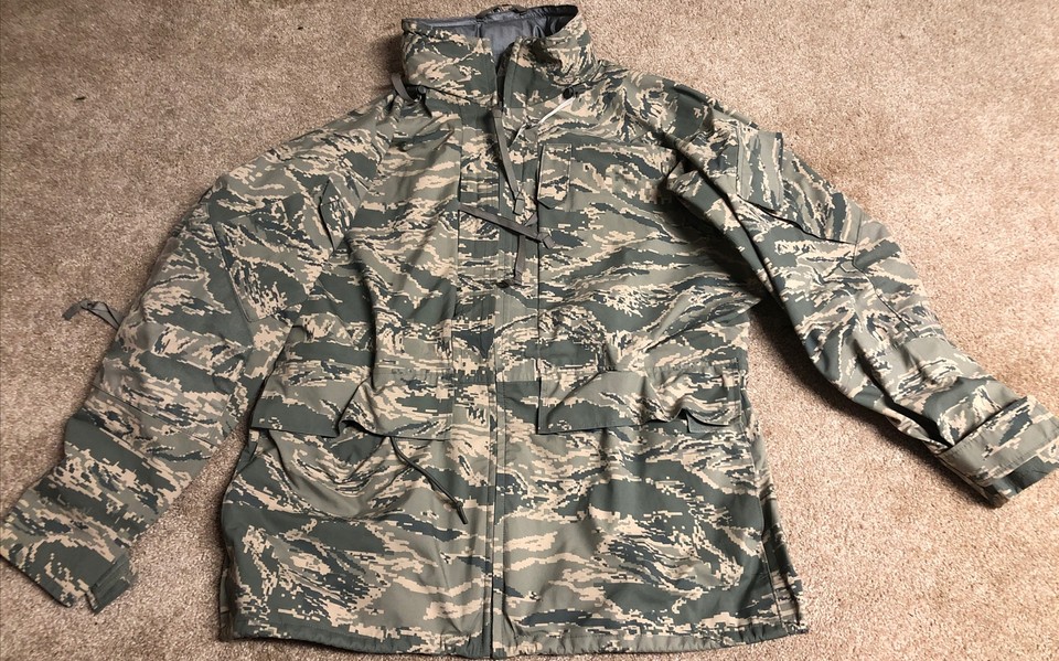 US Air Force Parka Jacket Mens L Full Zip Hooded Camouflage Tiger ...