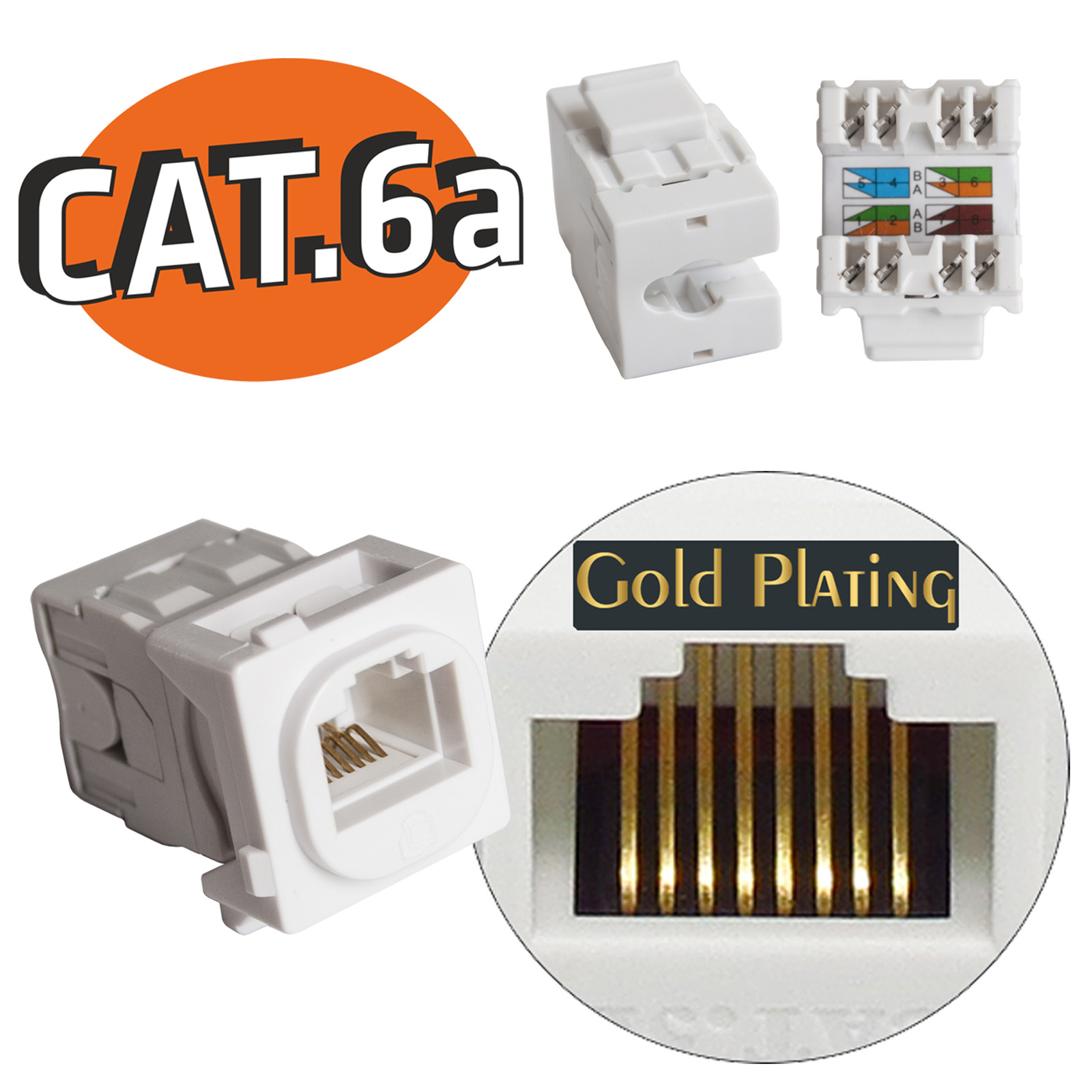 Cat6a RJ45 4Gang Wall Plate Clipsal Style Network LAN 4Port +C-Clip ...