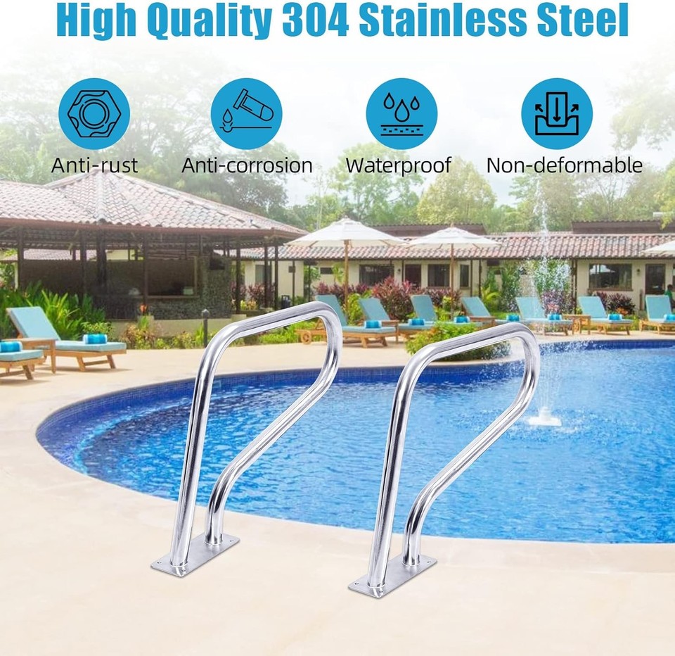 Pool Rail Pool Handrail 30" x 22" Stainless Steel Pool Grab Rail with ...