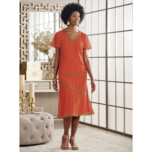 Sz S Ashro Formal Dress Annabel Skirt Set Orange Bronze Beaded Church ...