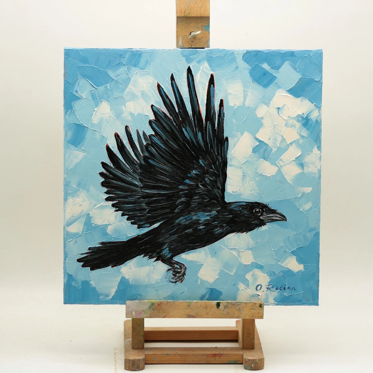 Flying Raven Bird Art