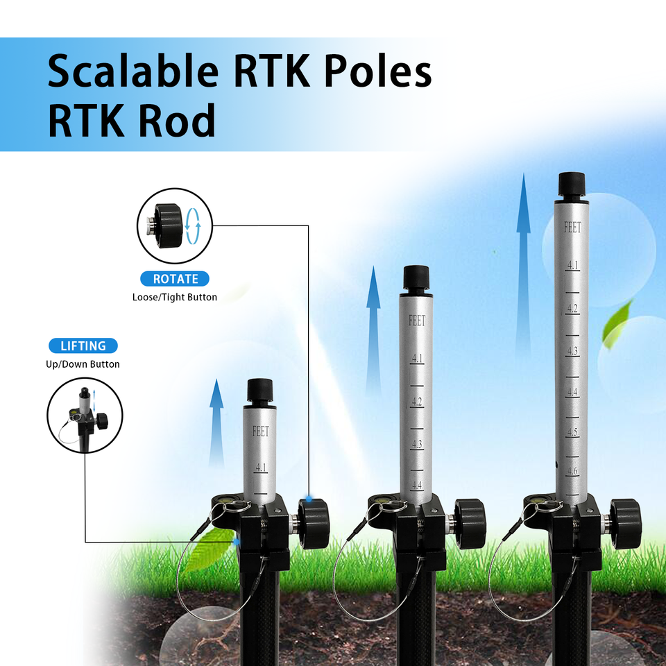 2.2M GPS Prism Pole for Land Surveying Meters and Feet Range Pole Rover ...