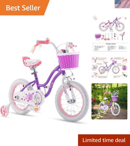 Girls 16 Inch Bike Steel Purple Training Wheels Easy Pedal Balance Kids ...