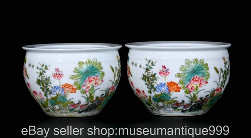 6.2" Qing Qianlong Chinese Colour enamel Porcelain Flower Bird jar pot ...