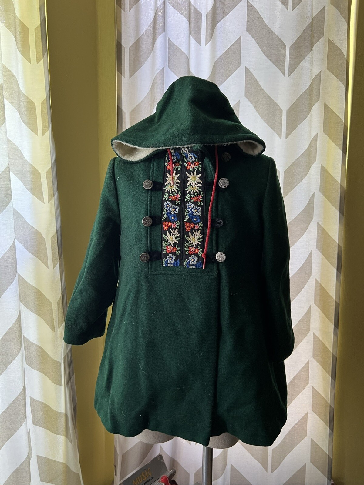 Vintage Macwil Girls Green Coat 1960s Wool Lined Fanc… - Gem