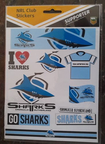 NRL CRONULLA SUTHERLAND SHARKS TEAM LOGO STICKER SHEET 9314783372119 ...