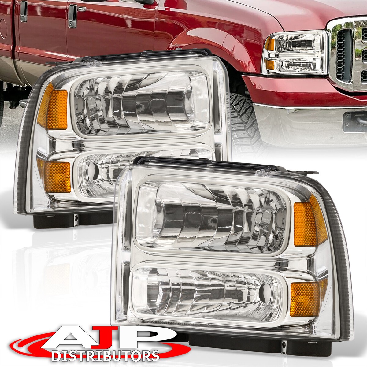 DOT Certified Ford Lights Chrome Headlight Set For 2005-2007 Ford F250 ...