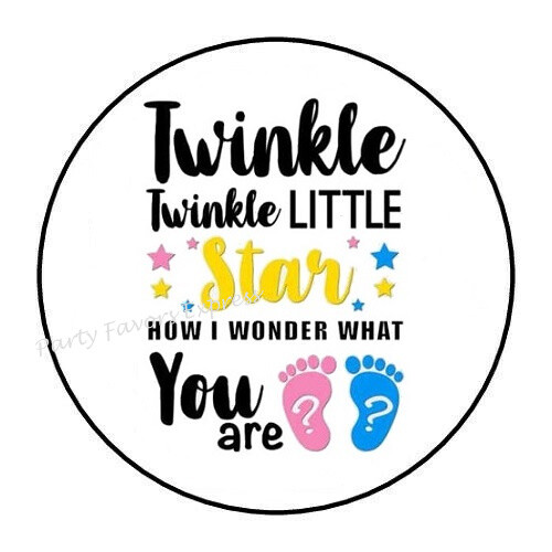 TWINKLE TWINKLE GENDER REVEAL ENVELOPE SEALS LABELS STICKERS PARTY ...
