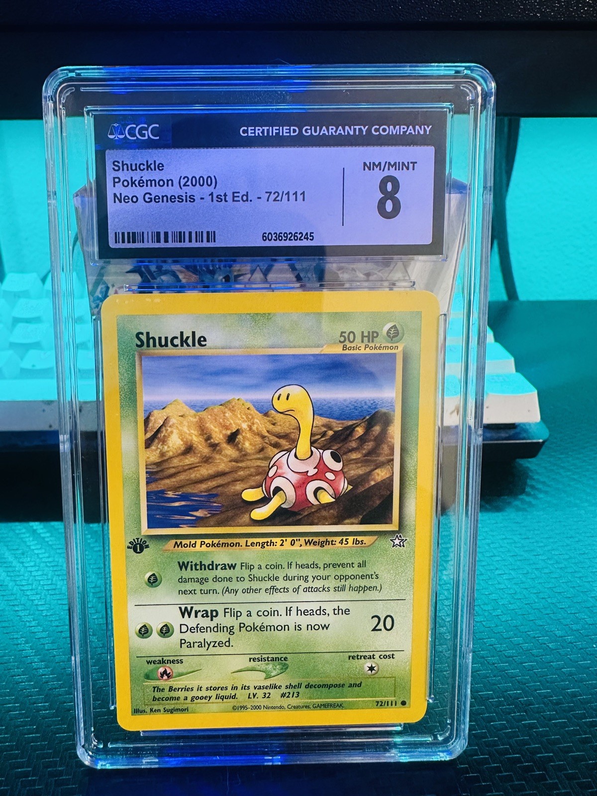 Shuckle Pokémon Card 2000 Neo Genesis 1st Edition CGC 8 NM/Mint | eBay