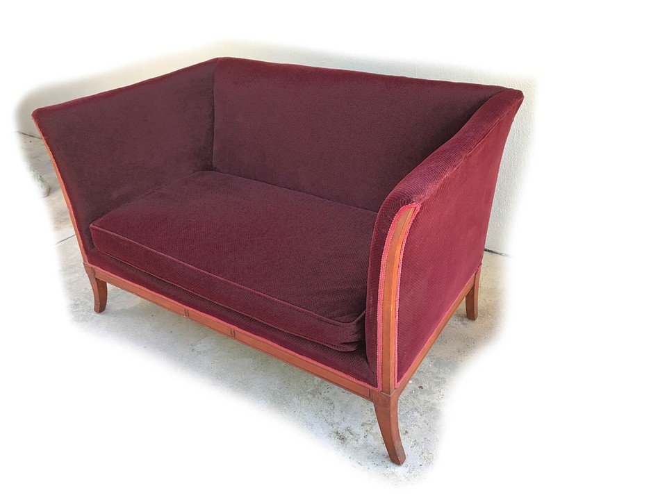 Antique Empire Art Deco Love Seat Sofa Settee Mahogany & Maroon @ 92373 ...