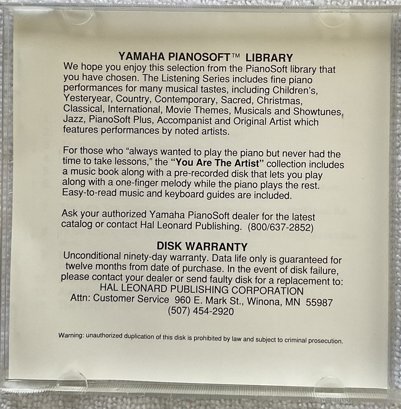 Yamaha Disklavier 3.5” Diskette PianoSoft Classical Wedding Album Collection | eBay