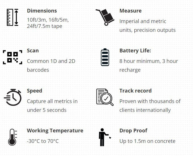 Cubetape C200L 2D QR Code Barcode Scanner Dimensioner PostalMate ...