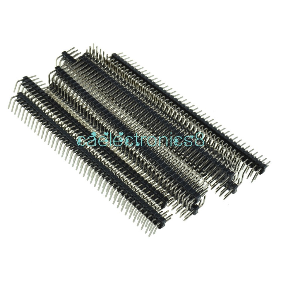 10PCS 2.54mm 2 x 40 Pin Male Double Row Right Angle Pin Header Strip | eBay
