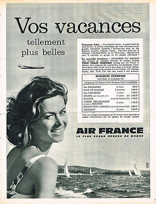 PUBLICITE ADVERTISING 084 1963 AIR FRANCE compagnie aérienne VOS VACANCES | eBay